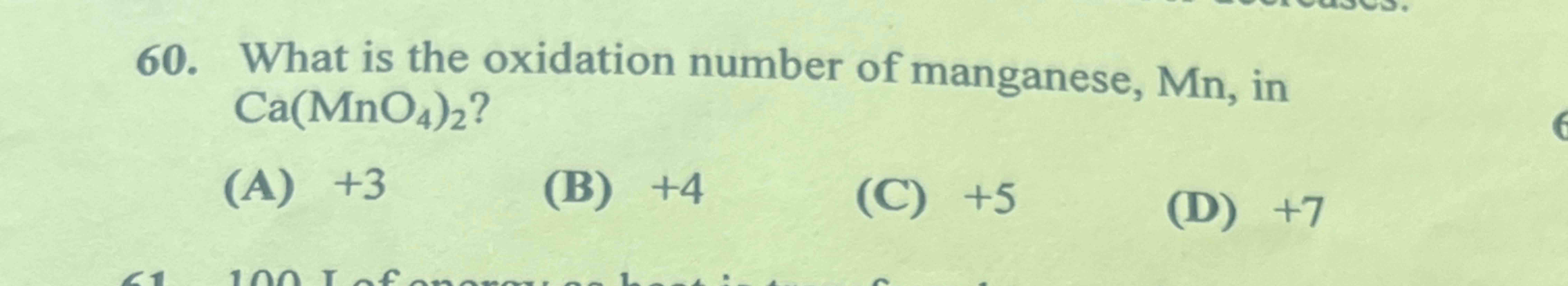 Solved What is ﻿the oxidation number of ﻿manganese, | Chegg.com