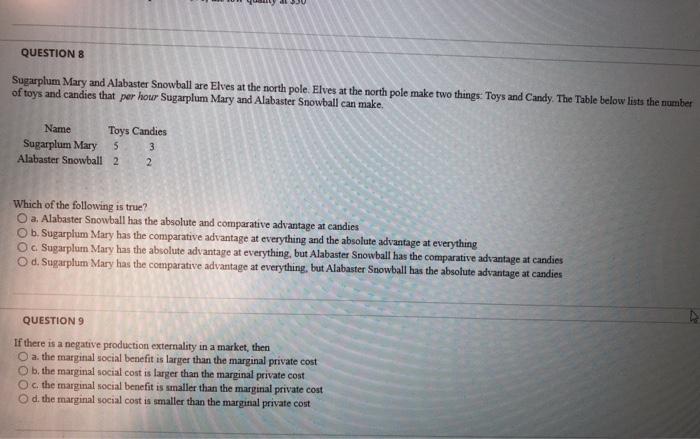 Solved QUESTIONS Sugarplum Mary and Alabaster Snowball are | Chegg.com