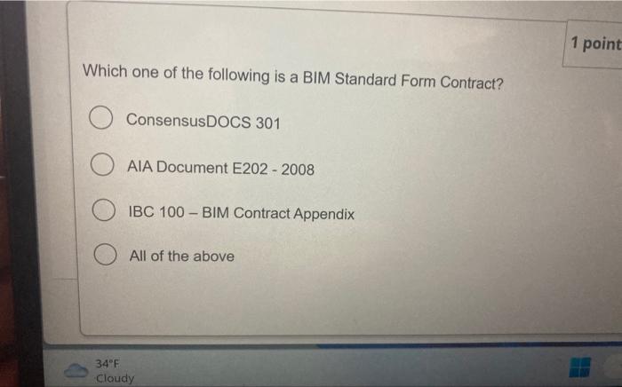 Solved Which one of the following is a BIM Standard Form | Chegg.com