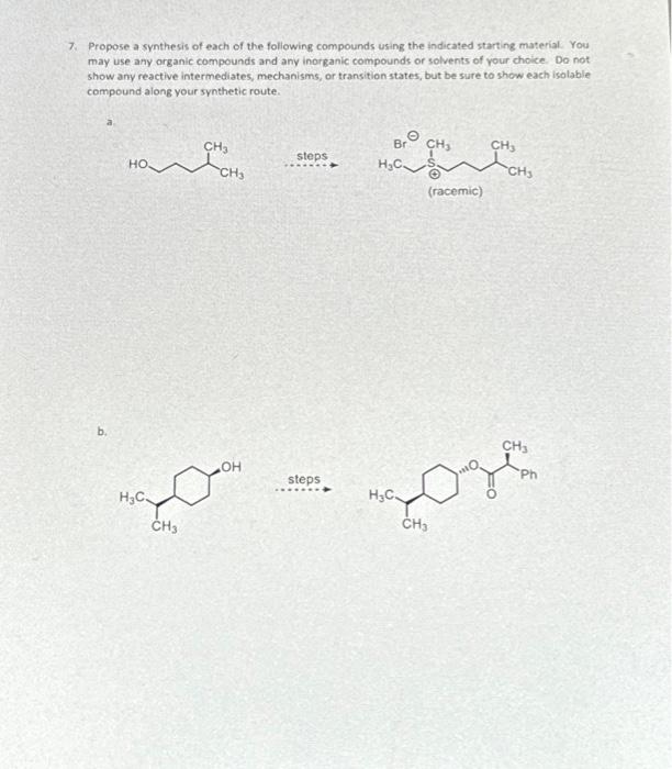 Solved 7. Propose a synthesis of each of the following | Chegg.com