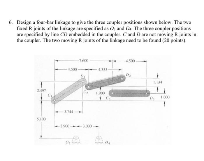 Solved 6. Design a four-bar linkage to give the three | Chegg.com