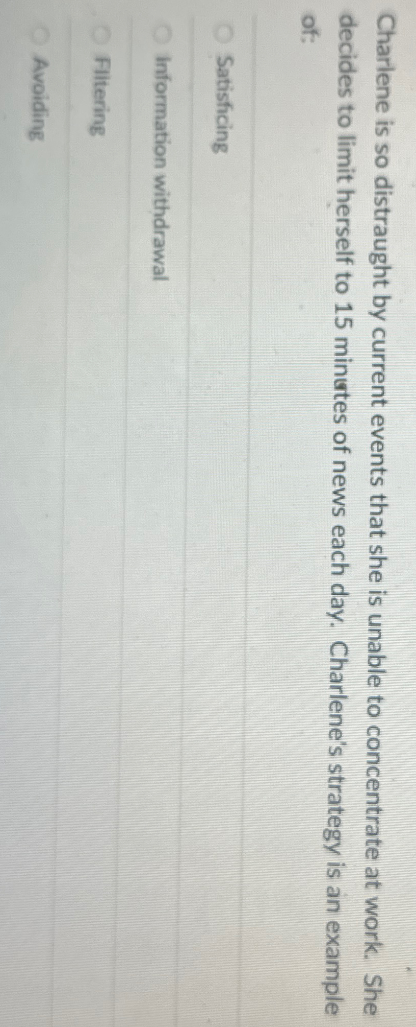 Solved Charlene is so distraught by current events that she | Chegg.com