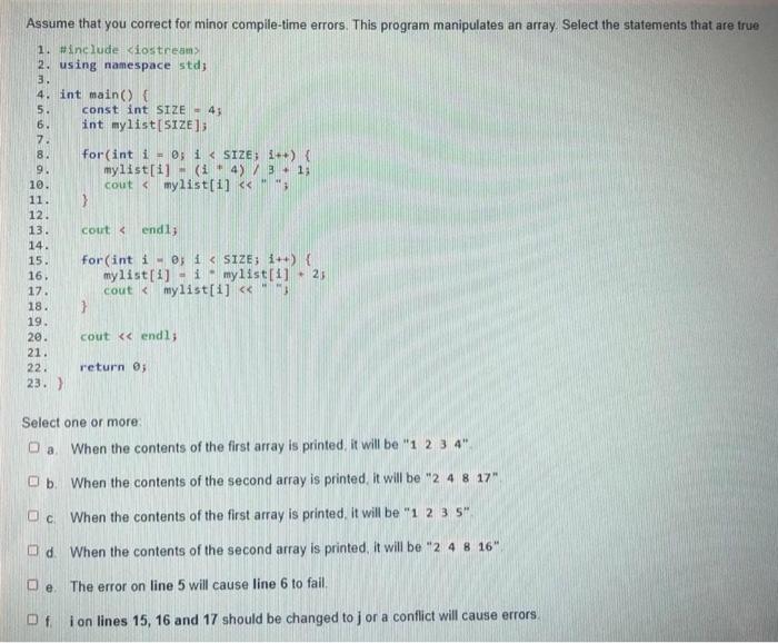 Solved Assume that you correct for minor compile-time | Chegg.com
