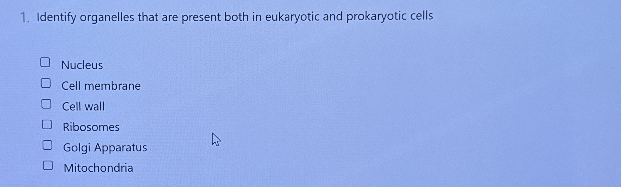 Identify organelles that are present both in | Chegg.com