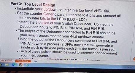 Solved Part 3: Top Level DesignInstantiate your up/down | Chegg.com