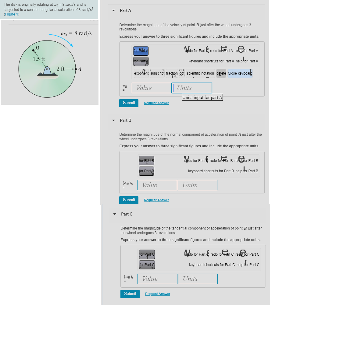 Solved The disk is originally rotating at ω0=8rads ﻿and | Chegg.com