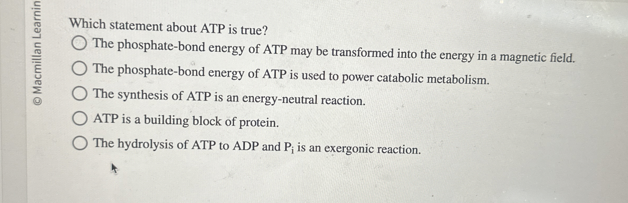 Solved Which statement about ATP is true?The phosphate-bond | Chegg.com