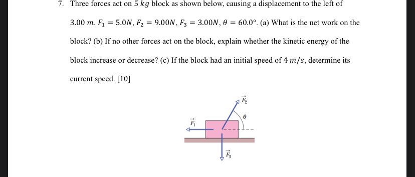 Solved Three forces act on 5kg ﻿block as shown below, | Chegg.com