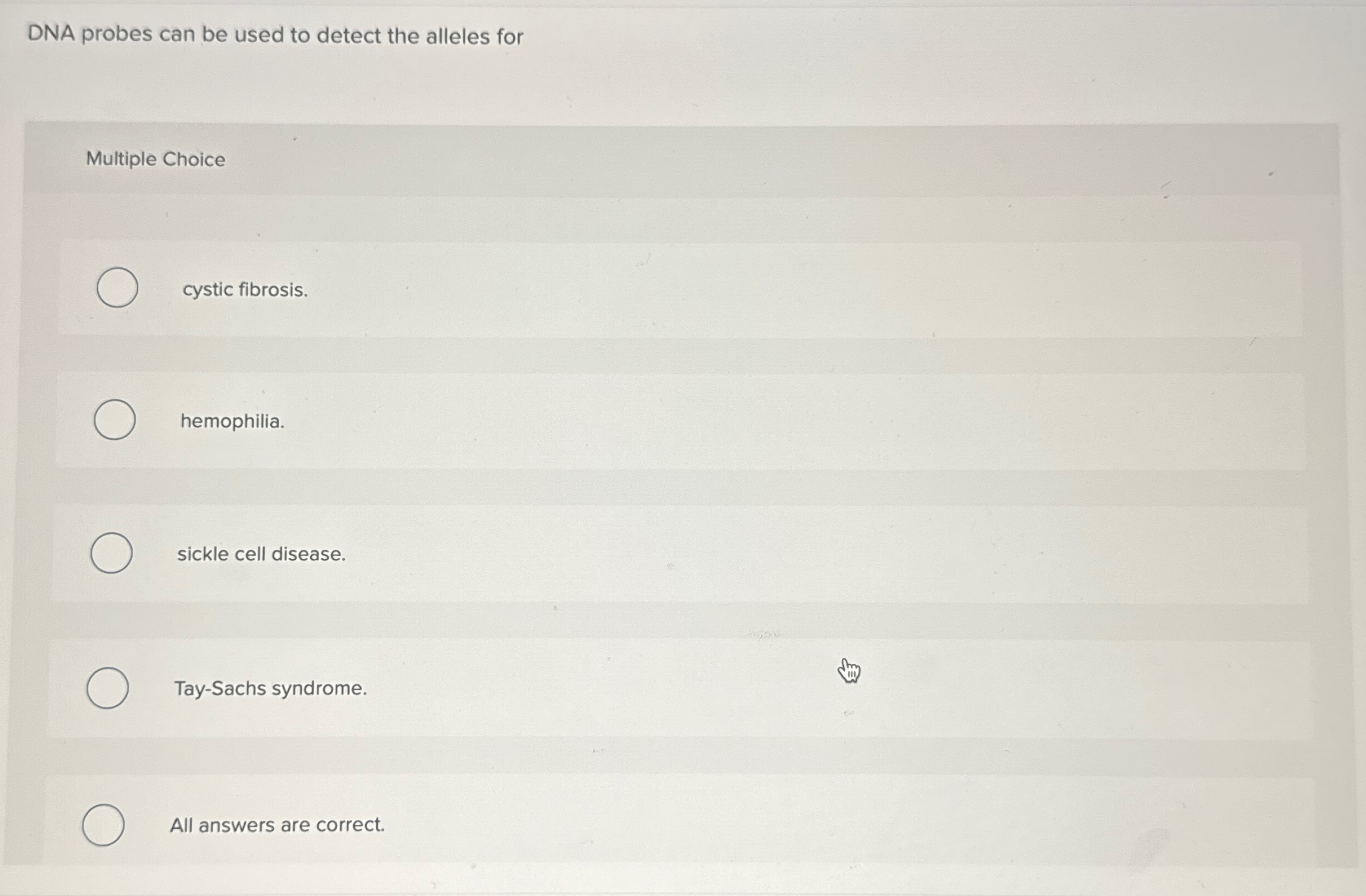 Solved DNA probes can be used to detect the alleles | Chegg.com