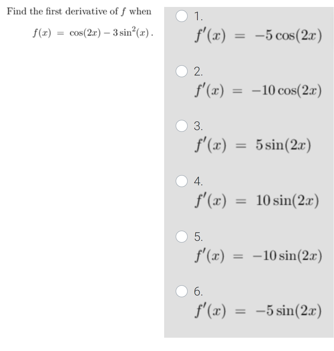 Solved Find the first derivative of f | Chegg.com