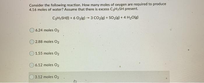 Solved Consider the following reaction. How many moles of | Chegg.com