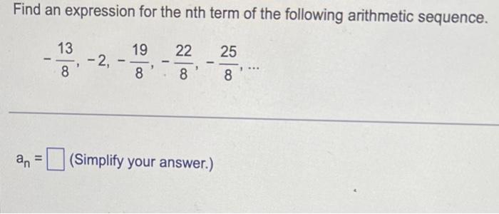 Solved Find an expression for the nth term of the following | Chegg.com