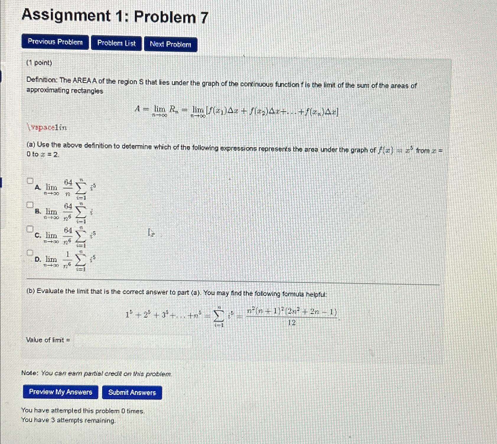 Solved Assignment 1: Problem 7(1 ﻿point)Definition: The | Chegg.com