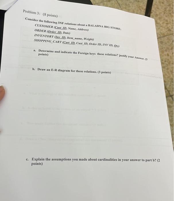 Solved Problem 3: (8 points) Consider the following 3NF | Chegg.com