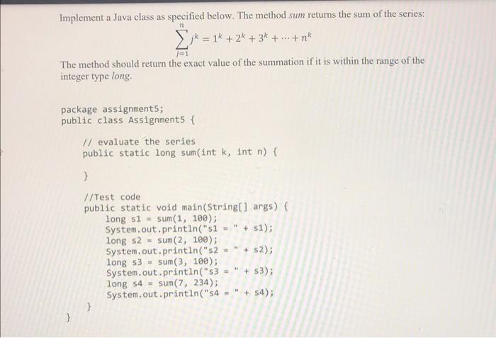 Solved Implement a Java class as specified below. The method | Chegg.com