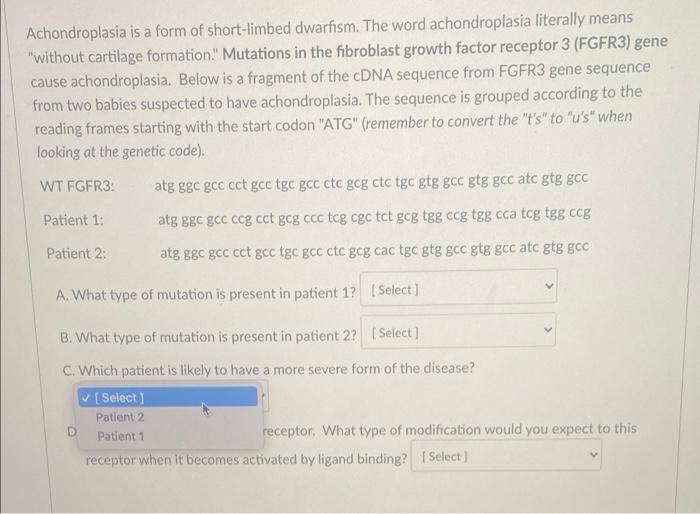 Solved Achondroplasia is a form of short-limbed dwarfism. | Chegg.com