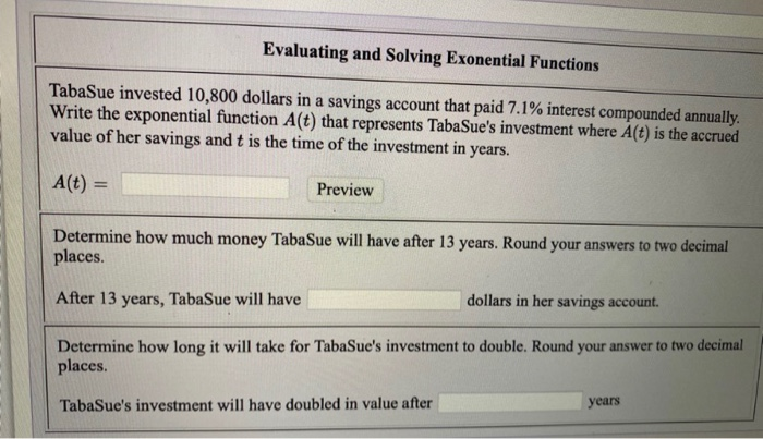 Solved Evaluating and Solving Exonential Functions TabaSue | Chegg.com