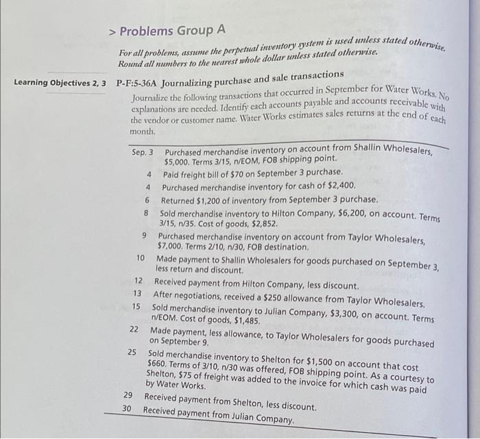 Solved Problems Group A For all problems, assume the | Chegg.com