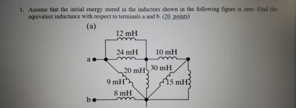 Solved 1. Assume that the initial energy stored in the | Chegg.com