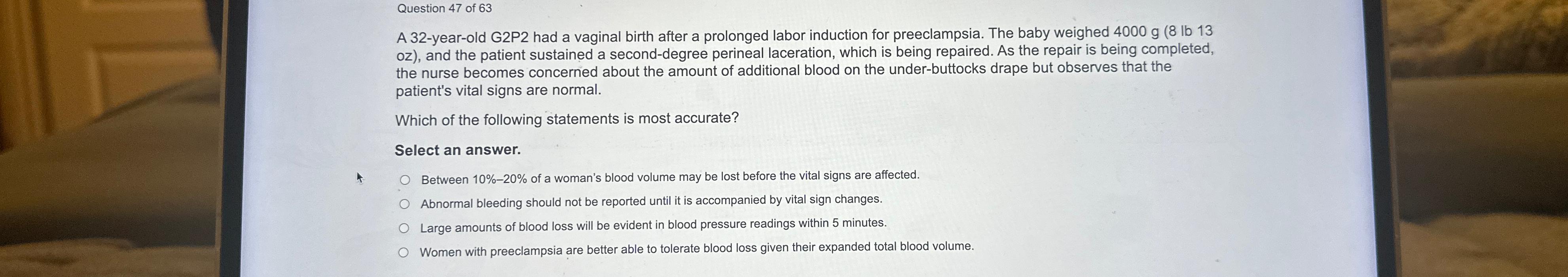 Solved Question 47 ﻿of 63A 32-year-old G2P2 ﻿had a vaginal | Chegg.com