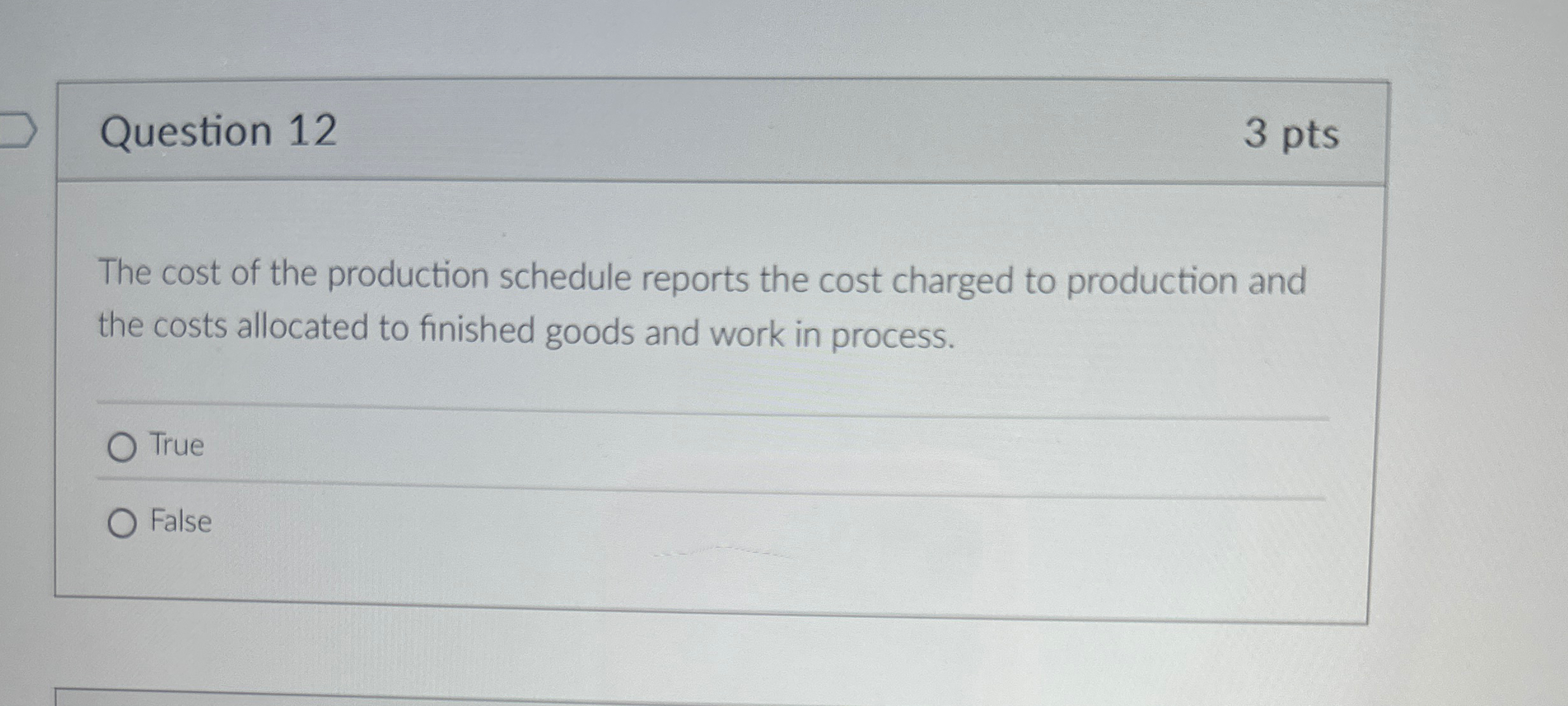 Solved Question 123 ﻿ptsThe cost of the production schedule | Chegg.com