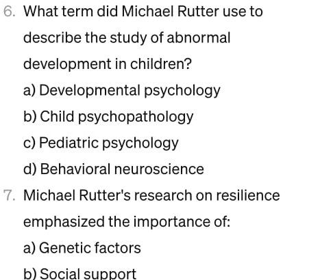 Solved What term did Michael Rutter use to describe the | Chegg.com