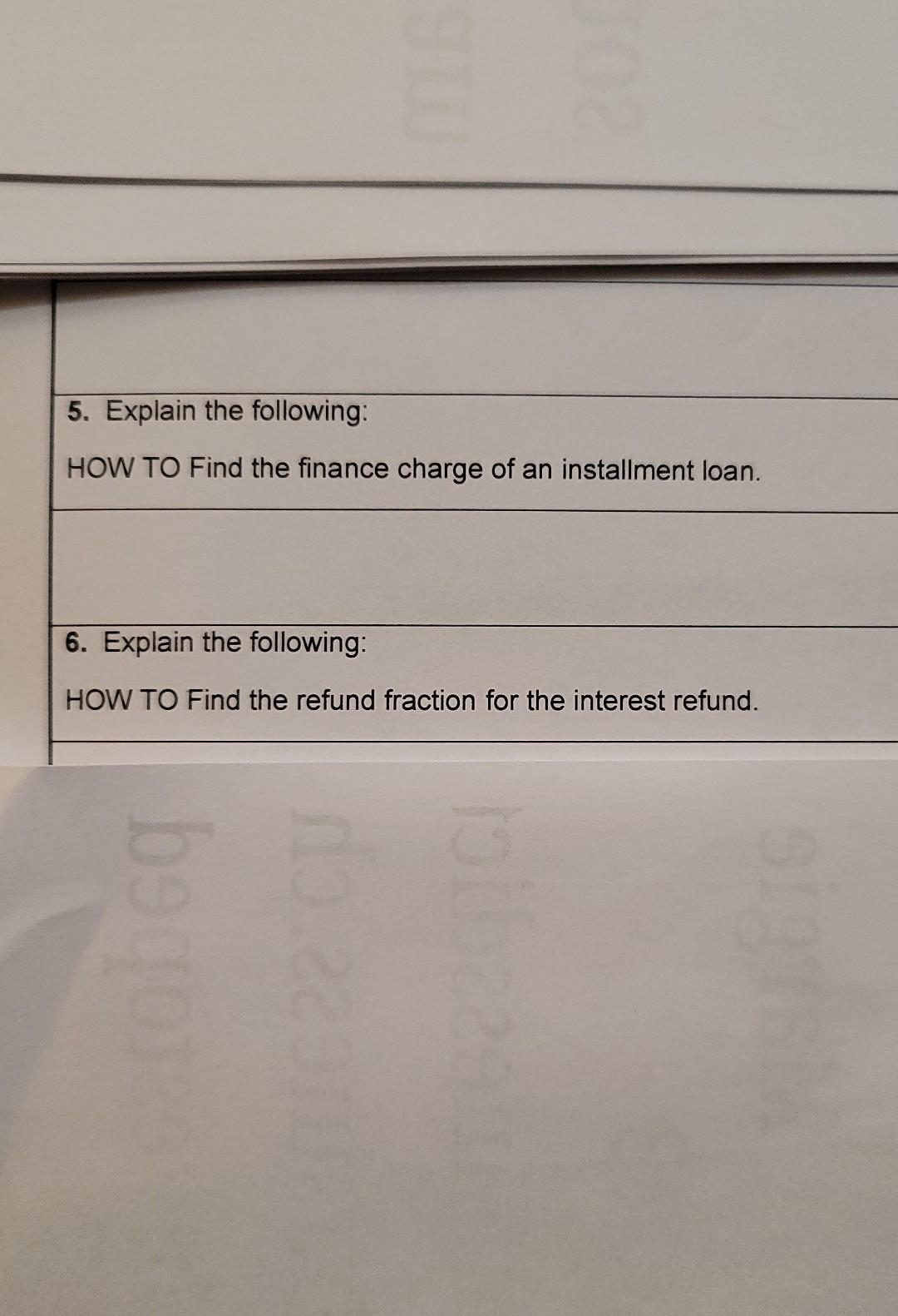 Solved 5. Explain the following: HOW TO Find the finance | Chegg.com