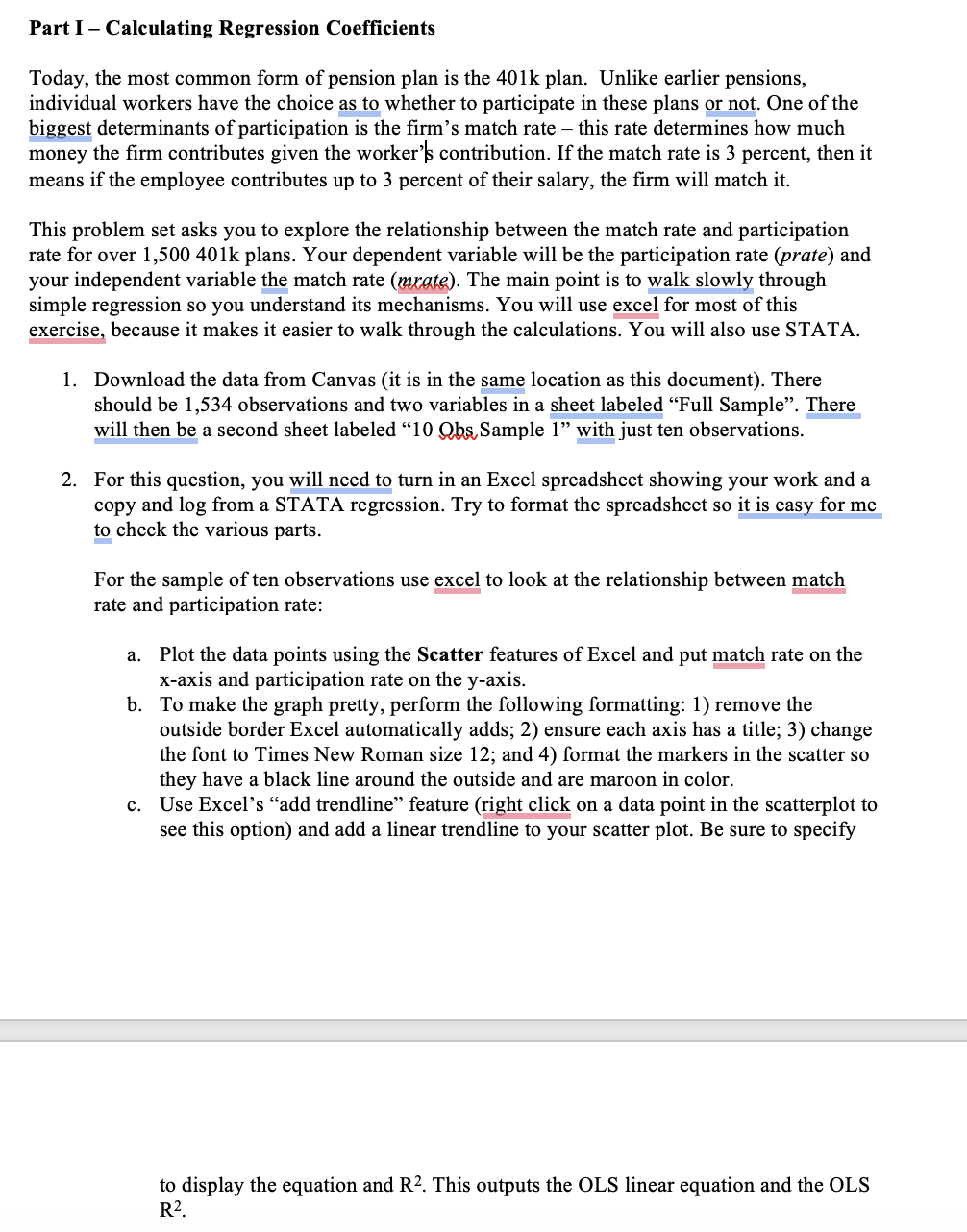 Part I - ﻿Calculating Regression Coefficients Today, | Chegg.com