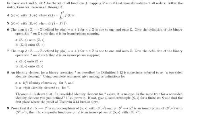 In Exercises 4 and 5, let F be the set of all | Chegg.com