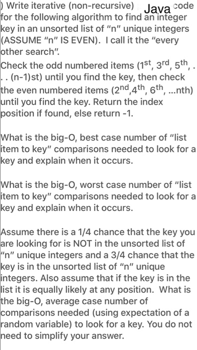 Solved ) Write iterative (non-recursive) Java code for the | Chegg.com