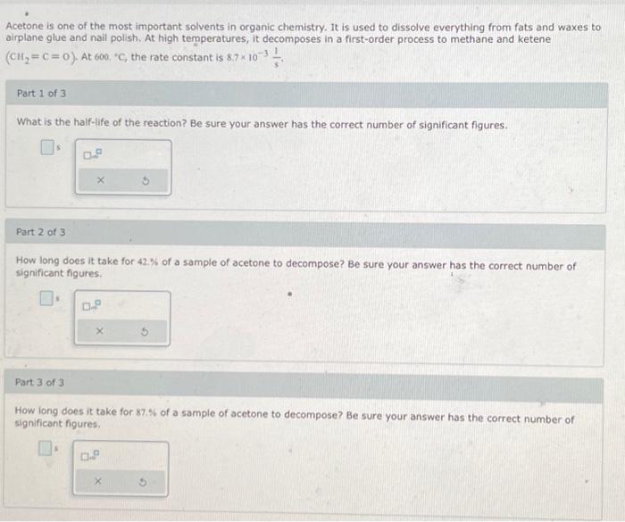 Solved Acetone is one of the most important solvents in | Chegg.com