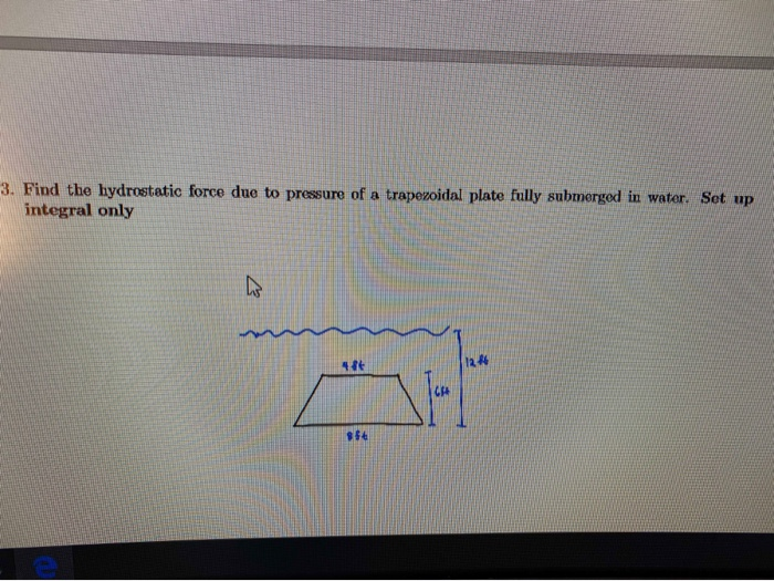 Solved 3. Find the hydrostatic force due to pressure of a | Chegg.com