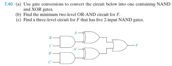 Solved 7.40 (a) ﻿Use gate conversions to convert the circuit | Chegg.com