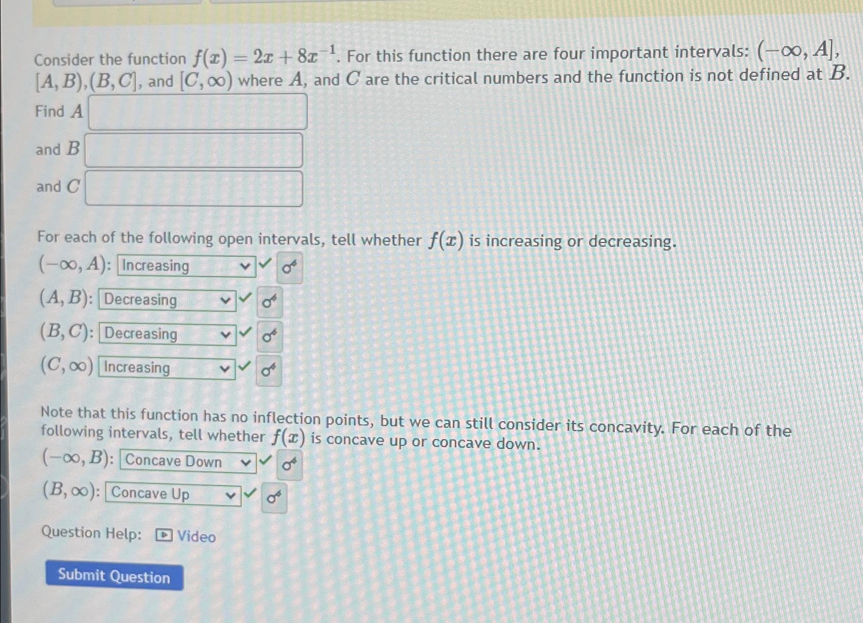 Solved Consider the function f(x)=2x+8x-1. ﻿For this | Chegg.com