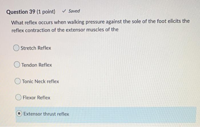 Solved What reflex occurs when walking pressure against the | Chegg.com
