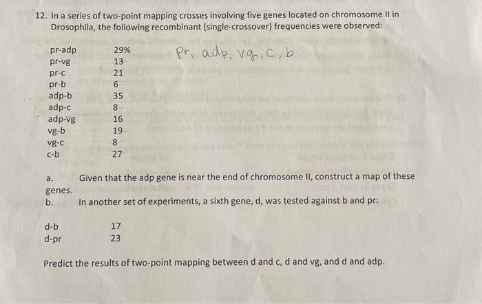 Solved 12. In a series of two-point mapping crosses | Chegg.com
