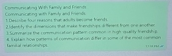 Communicating With Family and FriendsCommunicating | Chegg.com