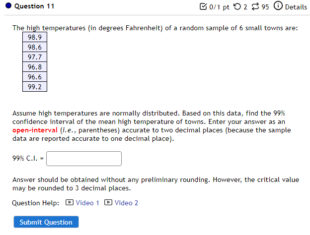 Solved Question 11The high temperatures (in degrees | Chegg.com