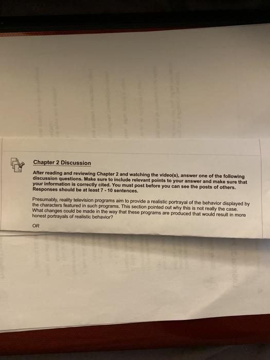 Chapter 2 Discussion After reading and reviewing | Chegg.com