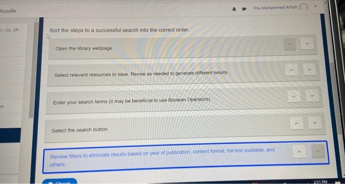 Solved Sort the steps to a successful search into the | Chegg.com