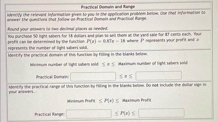 Solved practical domain and rangeIdentify the relevant | Chegg.com