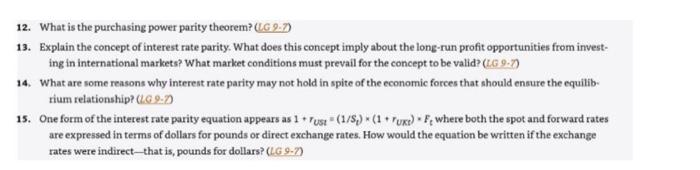 Solved 12. What is the purchasing power parity theorem? (LC | Chegg.com
