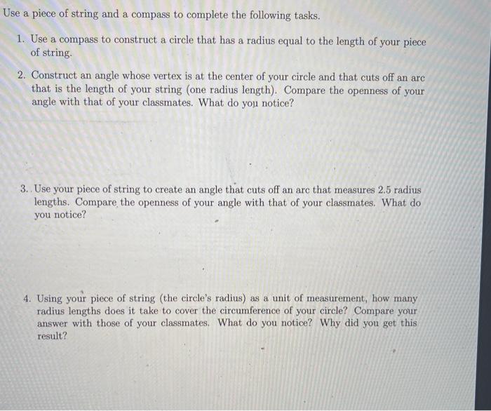 Solved Use a piece of string and a compass to complete the | Chegg.com