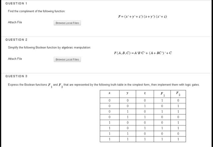 Solved QUESTION 1 Find the compliment of the following | Chegg.com