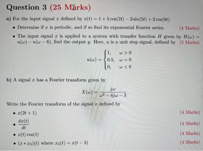 Solved a) For the input signal x defined by | Chegg.com