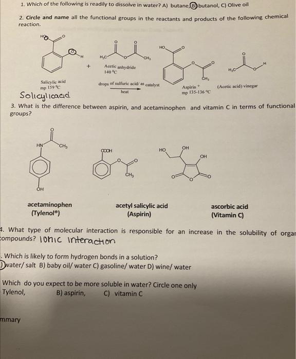 Solved 2. Circle and name all the functional groups in the | Chegg.com
