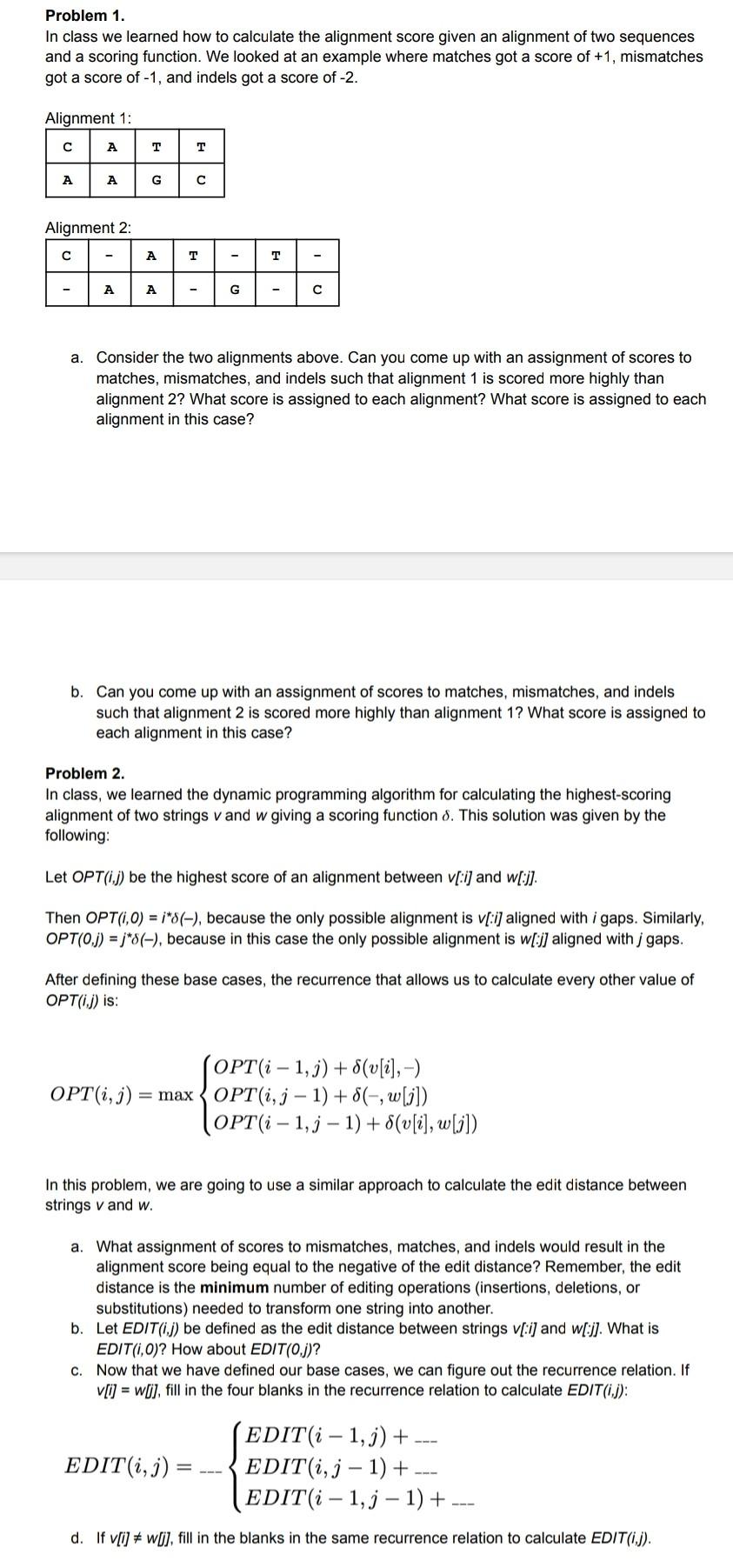 Solved Problem 1. In class we learned how to calculate the | Chegg.com