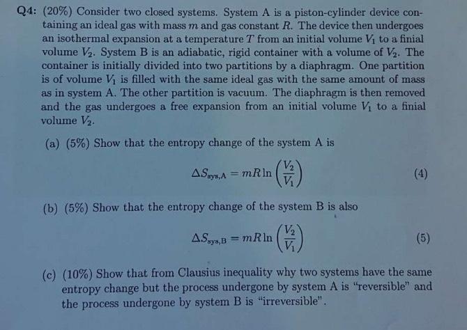Solved 24: (20%) Consider two closed systems. System A is a | Chegg.com