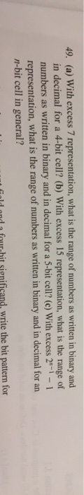 Solved 49. (a) With excess 7 representation, what is the | Chegg.com