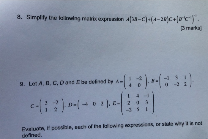 Solved 8. Simplify the following matrix expression | Chegg.com
